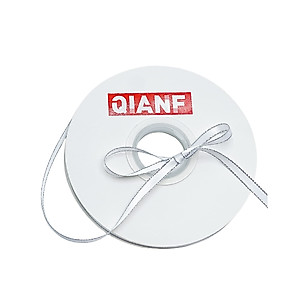 QIANF White Double Face Satin Ribbon with Silver Border, 1/4 Inch X 50Yd
