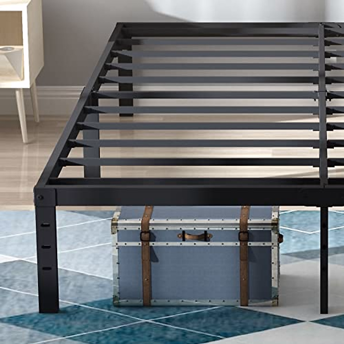 Rooflare King Size Bed Frame 18 Inch Tall 9 Legs Max 3500lbs Heavy Duty Sturdy Metal Steel King Size Platform No Box Spring Needed Black Easy to Assemble-Black