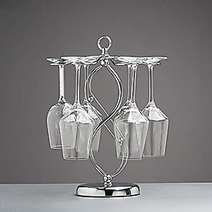 FIAMER Countertop Wine Glass Holder Stemware Rack Air Drying System Kitchen Bar Storage Rack Desktop Goblet Storage Rack Metal Glasses Display Stand… (15in*10.6in*5.9in)