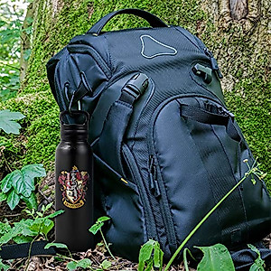Harry Potter OFFICIAL Gryffindor Crest 24 oz Insulated Canteen Water Bottle, Leak Resistant, Vacuum Insulated Stainless Steel with Loop Cap, Black