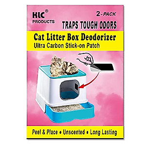 KLC Cat Box Deodorizer | Ultra Carbon Patch | 2 - Pack | Cat Litter Box Odor Eliminator | Cat Litter Odor Absorber | Litter Box Deodorizer | Cat Litter Box Area Odor Freshener | Charcoal Air Freshener