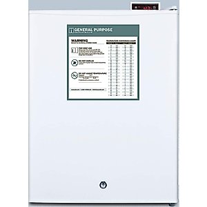 Summit Appliance FF28LWHGP Compact General Purpose All-refrigerator in White Finish with 2.4 Cu.Ft. of Storage Capacity, Automatic Defrost, Front-mounted Lock, Digital Thermostat, Internal Fan