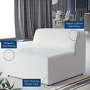 Modway Mingle Vegan Leather Sectional Sofa Armless Chair, White