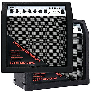 EMB GA80 350 Watts 8" Electric Guitar Amplifier Speaker Portable Powerful Studio and Stage Cabinet PreAMP – with Built in Headphone Jack and 2 Inputs and SD USB AUX Bluetooth (Black)