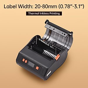 HXBER Receipt Printer, Portable 80mm Receipt Label Printer Wireless BT Thermal Receipt Printer Mobile Bill Printer Compatible with Android/iOS/Windows System ESC/POS Print Command for Small Business