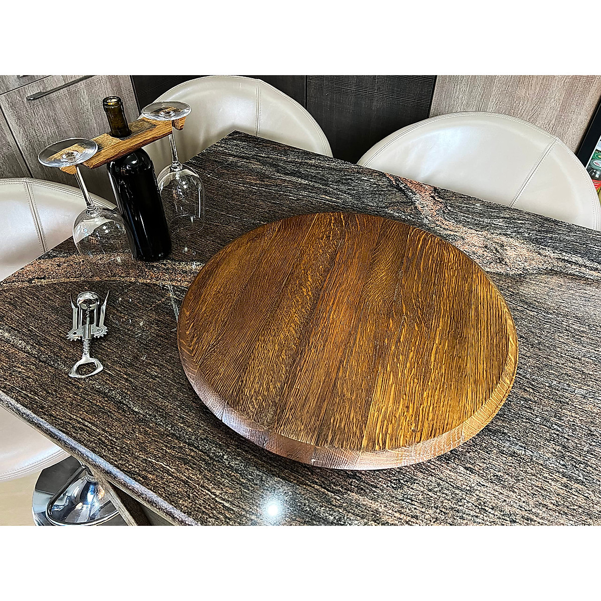 Bordeaux-Barrel Rotating Lazy Susan Server 22"