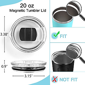 AUAUY 20 Oz Magnetic Tumbler Lid-Compatible with YETI Rambler,Ozark Trail, Coffee Tumbler, Magnetic Slider Switch Spill Proof Tumbler Cover-Come with Replacement Magnetic Slider, Black(1 Pcs)