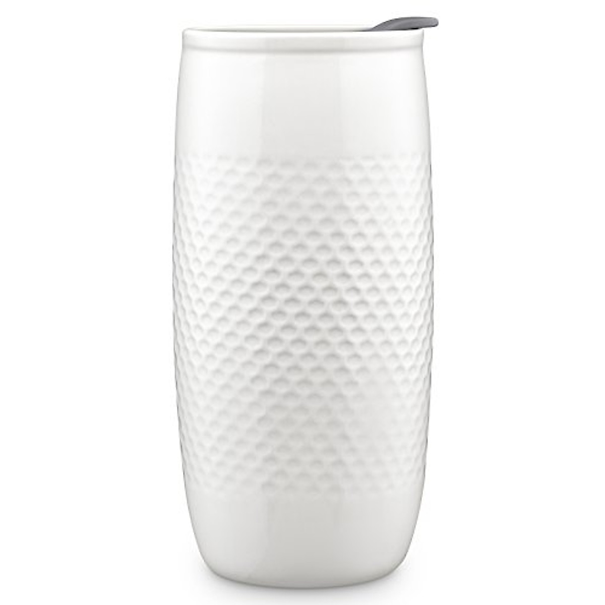 Ello Mesa Double-Wall Ceramic Travel Mug with Slider Lid, Grey, 12-ounce (355 ml)