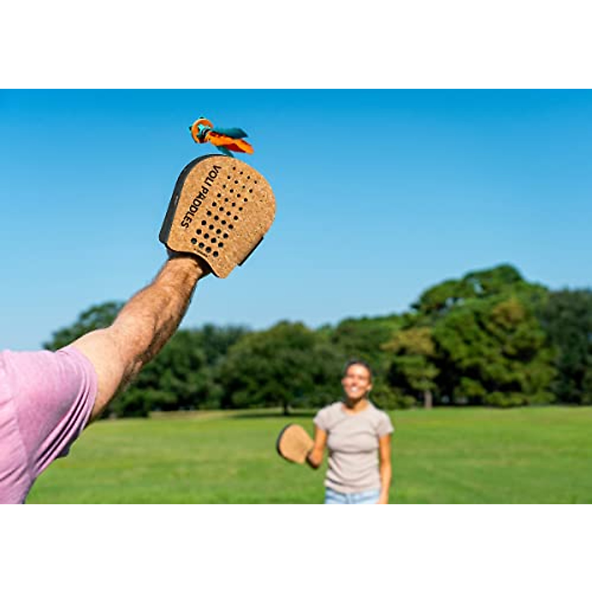 Waboba VOLI Paddle Game - Rethink Your Outdoor Game – Backyard Set Includes: 2 Wearable Paddles and 1 Oversized Shuttlecock
