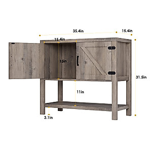 HOSTACK Console Table Sofa Table with 2 Cabinets, Narrow Entryway Table with Storage Shelf, Farmhouse Entry Sofa Tables Buffet Sideboard for Kitchen, Entry Way, Foyer, Dining Room, Grey