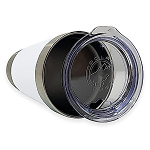 LaserGram 20oz Vacuum Insulated Tumbler Mug, Maple Leaf, Personalized Engraving Included (Silicone Grip, White)