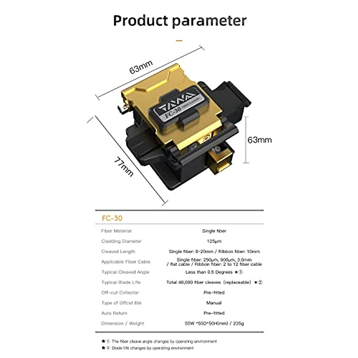 ORIENTEK Optical Fiber Cleaver Double Fixture High Precision Fiber Optic Cutting tools Wire Stripping Machine clivador fibra óptica 48,000 Cleaves (FC-30 Cleaver)