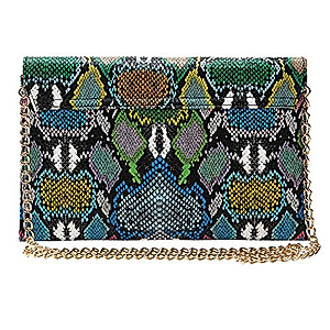 Van Caro Women's Faux Leather Snake Envelope Clutch Handbag Chain Shoulder Bag,Multicoloured