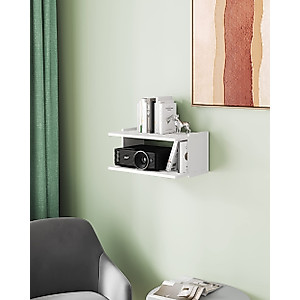 AREAJD Projector Wall Mount Shelf - Floating Shelf with Holder, White