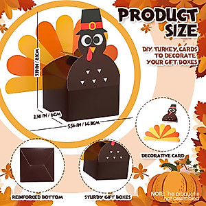 Cholemy 50 Pcs 3D Thanksgiving Gift Boxes DIY Thanksgiving Treat Boxes Thankful Turkey Goodies Box Candy Box Cupcake Box Thanksgiving Party Favor for Table Centerpiece Decoration, 2.36x2.36x1.97''