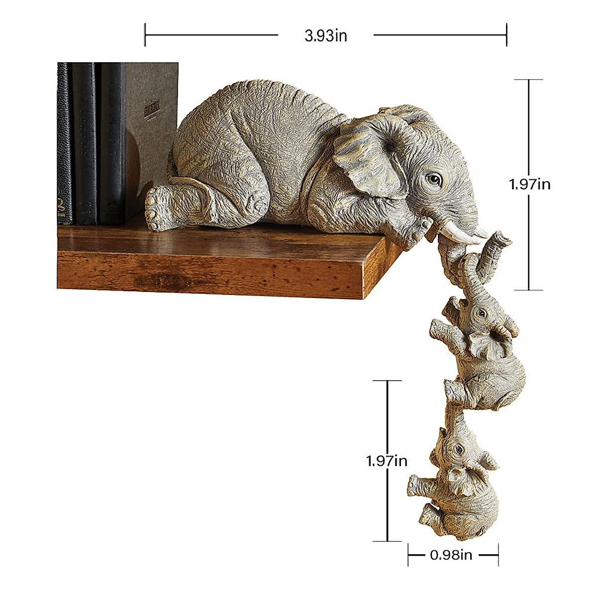 Elephant Sitter Resin Figurines, Elephant Mothers Hanging Two Babies Statue, Suitable for Home Decoration on Shelf or Table Edge, Collections Figurines Gifts for Mother's Day