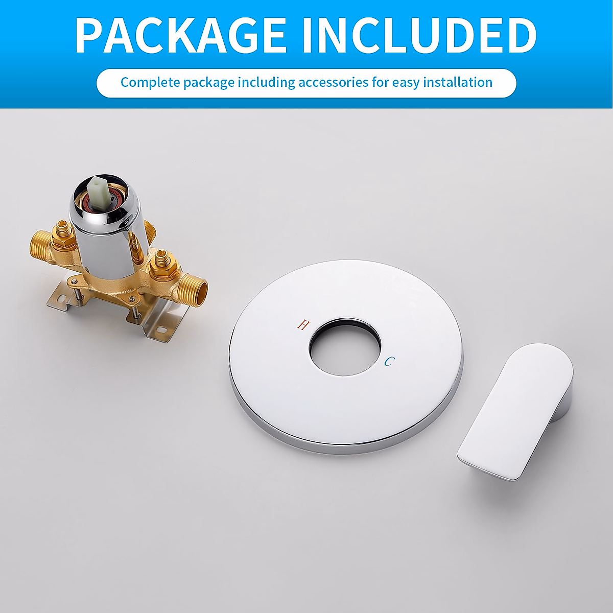 Taplong Round Single-Function Shower Handle Valve Trim Kit Bathroom Shower Valve Set Hot and Cold Mixer Wall Mount Shower Faucet Rough-In Valve-06161K