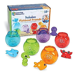 Learning Resources Peekaboo Fishbowl Friends, 10 Pieces, Ages 18 Months+, Learning Toys, Baby Toys, Educational Toys,Fish Toys,Animal Toys,Bath Toys