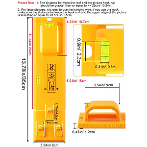 Stalishare Goodsnova Picture Hanging Tool with Level and Position Nail, Instaframe Kit Quick Hang and Level, Easy Picture Hanger Helper for Wall Frame/ Art/ Painting/ Photo/ Poster (Plastic, Yellow)