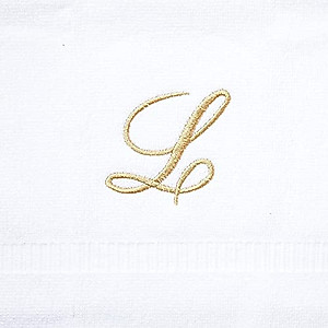 Juvale Monogrammed Fingertip Towels, Embroidered Letter L (11 x 18 in, White, Set of 4)