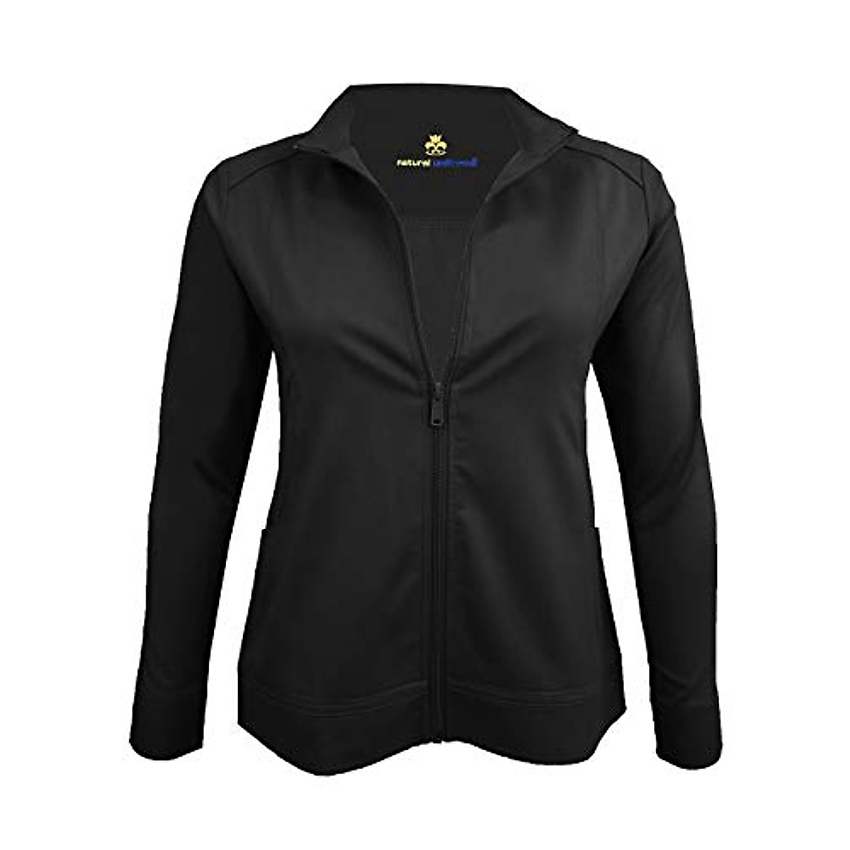 Natural Uniforms Women's Ultra Soft Stretch Zip Up Scrub Jacket (Black, 2X-Large)