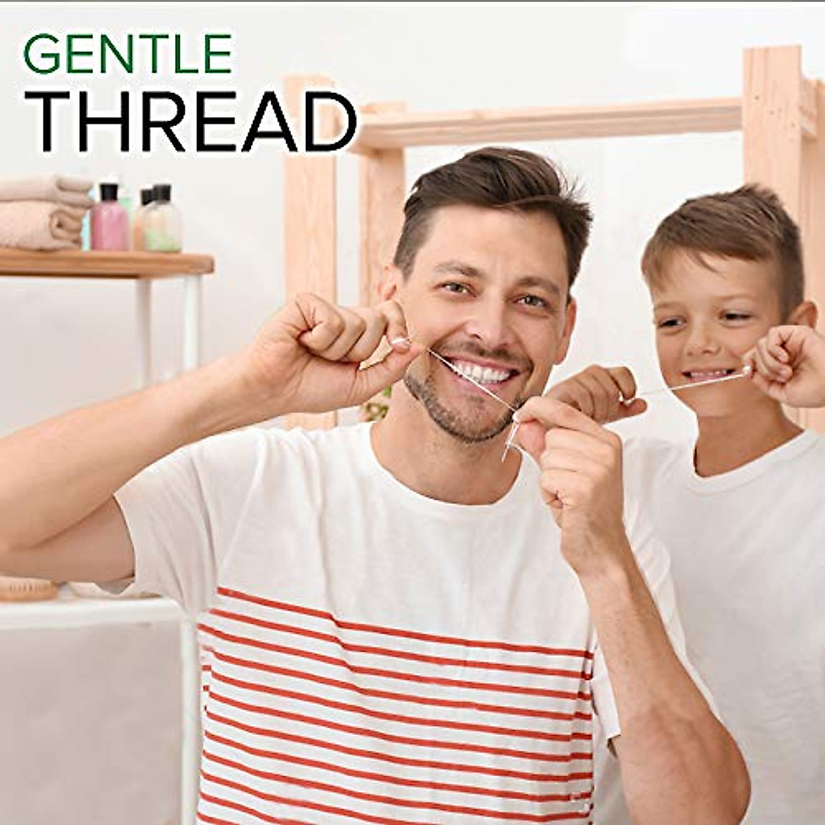 Biodegradable Mint Dental Tooth Lace Floss With Refillable & Reusable Glass Holder - 100% Organic Natural and Compostable Teeth Silk Spool Waxed With Candelilla Wax & Eco-Friendly Zero Waste Packaging