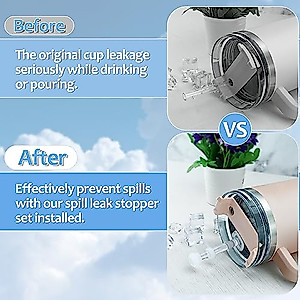 Toffos Silicone Spill Proof Stopper Set of 3, Compatible with Stanley Cup 1.0 40oz/ 30oz, Tumbler Accessories, Including 3 Straw Cover Cap, 3 Square Spill Stopper and 3 Round Leak Stopper