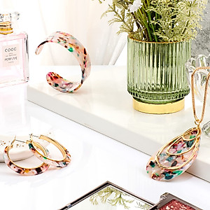 Kenning 4 Pcs Acrylic Jewelry Set for Women Statement Boho Resin Earrings Necklace Bracelet Stylish Jewelry Set for Women(Water Drop)