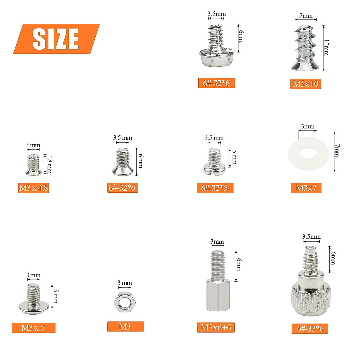 HELIFOUNER 450 Pieces Computer Standoffs Screws Assortment Kit for 2.5" SSD, Hard Drive, Computer Case, Motherboard, Fan Power Graphics with Screwdriver, Silver
