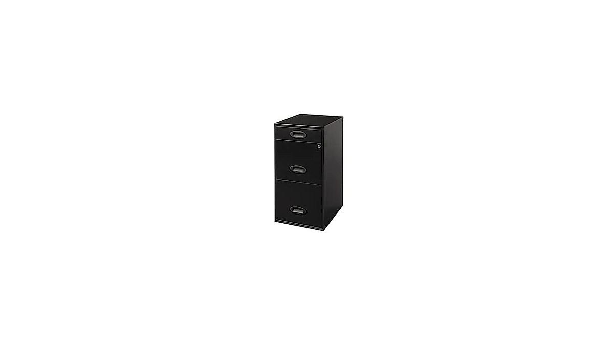 Realspace SOHO 3-Drawer Black File Cabinet - Secure Storage