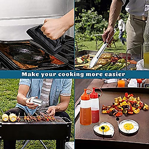 HaSteeL 14Pcs Griddle Accessories Kit, Stainless Steel Metal Spatulas with Carrying Bag, Heavy Duty Griddle Tools Great for Flat Top Teppanyaki BBQ Cooking Grilling Indoor & Outdoor, Dishwasher Safe