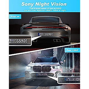 UPGROW 4K Dual Dash Cam Front and Rear Dashcam with SD Card Included, WiFi and GPS, Dash Camera for Cars with 3 Inches IPS Screen,Recorder with Super Night Vision, 24-Hour Parking Monitor