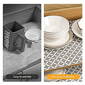 Shelf Liner for Kitchen Cabinets,12Inch x 10FT, Non Adhesive, Kitchen Drawer Liner Roll for Refrigerator/Pantry/Shelves/Under Sink, Waterproof Double Sided Non-Slip,Washable Cabinet Liners, Light Grey