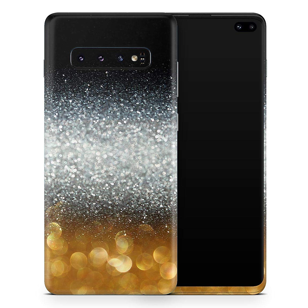 DesignSkinz Unfocused Silver Sparkle with Gold Orbs Protective Vinyl Decal Wrap Skin Cover Compatible with The Samsung Galaxy S20 (Screen Trim & Back Glass Skin)