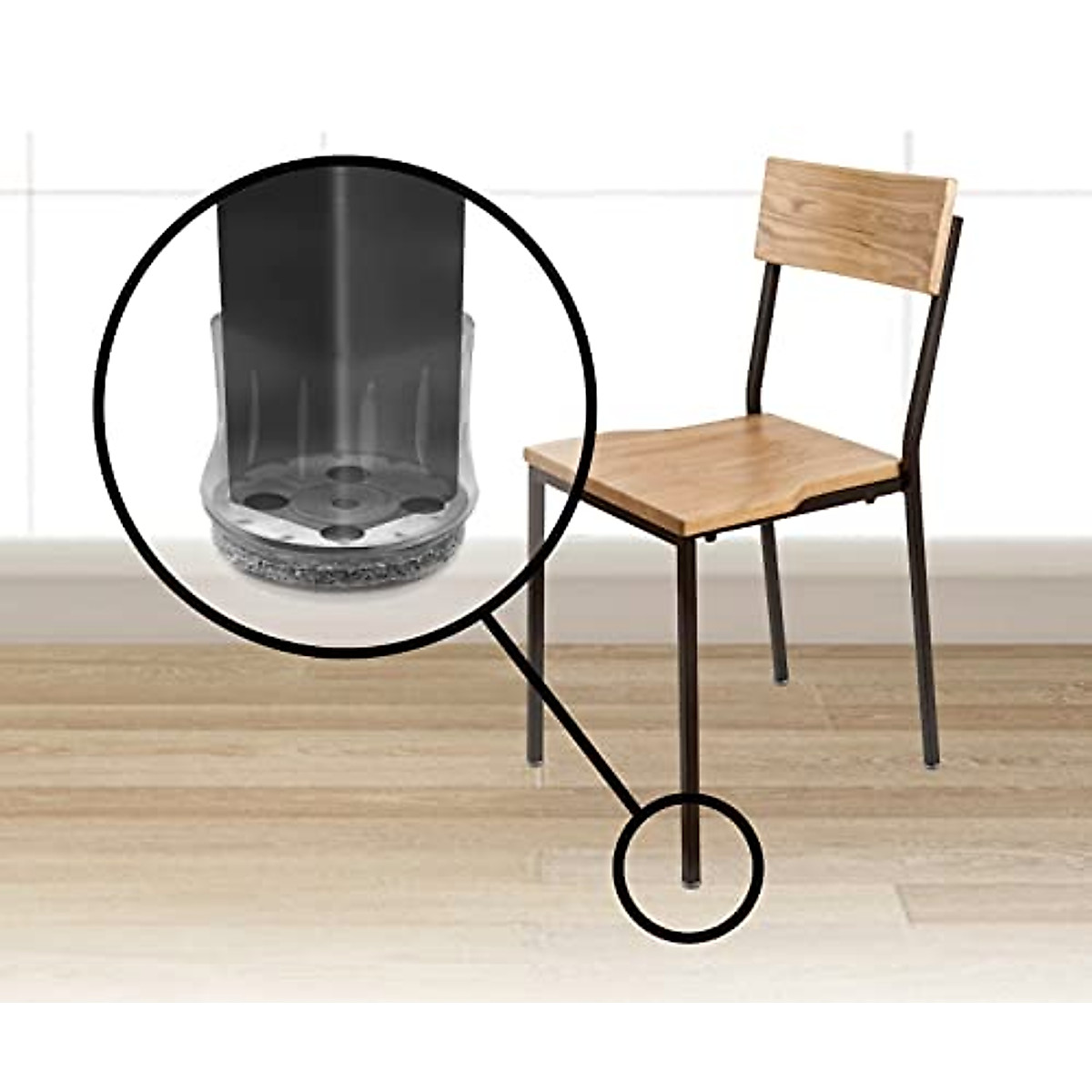 Slipstick GorillaFelt Chair Leg Floor Protectors for Hardwood Floors, Clear Sleeve Felt Pads for Furniture That Stay On, Fits Round & Square Legs, Includes 8 Premium Transparent Chair Socks, CB182