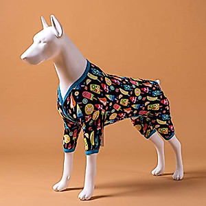 LovinPet Big Dog/Full Belly Coverage/for Big Dogs/Pullover Pitbull Shirt for Men Big Dogs/Fruit Popsicle Frozen Black Prints/Lightweight Big Dogs Pullover, Full Coverage Large Breed Dog Pjs