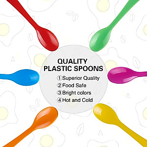 Plastic Egg Spoons for Soft Boiled Eggs,Colorful Disposable Coffee Spoons Plastic Spoons Disposable Hard and Soft Boiled Egg Spoons Multifunctional Plastic Spoons for Coffee, Tea,Ice-cream Pack of 24