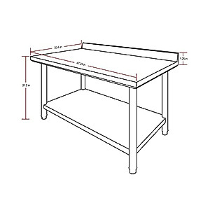 24"x48" Stainless Steel Work Table with Backsplash