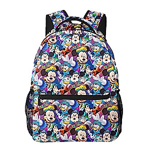 Cmrtilseem Mickey Backpack Girl's Boy's Adult's 16 Inch Double Strap Shoulder Light Weight Bookbag Water Resistant Travel Laptop Backpack