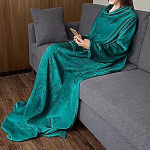 Catalonia Wearable Blanket with Sleeves and Pocket, Cozy Soft Fleece Mink Micro Plush Wrap Throws Blanket Robe for Women and Men, Gift for Her