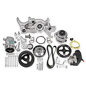 NEW HOLLEY MID-MOUNT COMPLETE ACCESSORY SYSTEM WITH SD7 A/C COMPRESSOR,ALTERNATOR,POWER STEERING PUMP,TENSIONER,BELT,CRANK DAMPER & PULLEYS,COMPATIBLE WITH GM LS ENGINES
