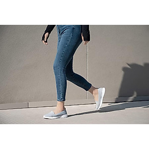 ZZS Womens Slip On Walking Shoes Lightweight Breathable Casual Low-Top Flats Memory Foam Mesh Loafers Soft Mesh Knit Comfortable Shoes,Light Grey 8