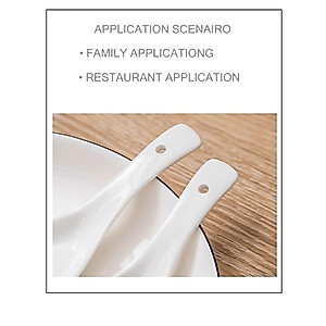 ACANDYL Asian Soup Spoon 6.75 inch Chinese Soup Spoons Ceramic Spoon Easy to Hold Non-slip Bottom for Pho Miso Wonton Ramen Dumpling Noodle Bright White Set of 12