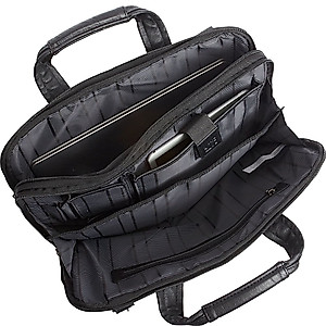 Kenneth Cole Reaction ProTec Faux Pebbled Leather Slim 16" Laptop Business Briefcase / Tablet Bag, Black