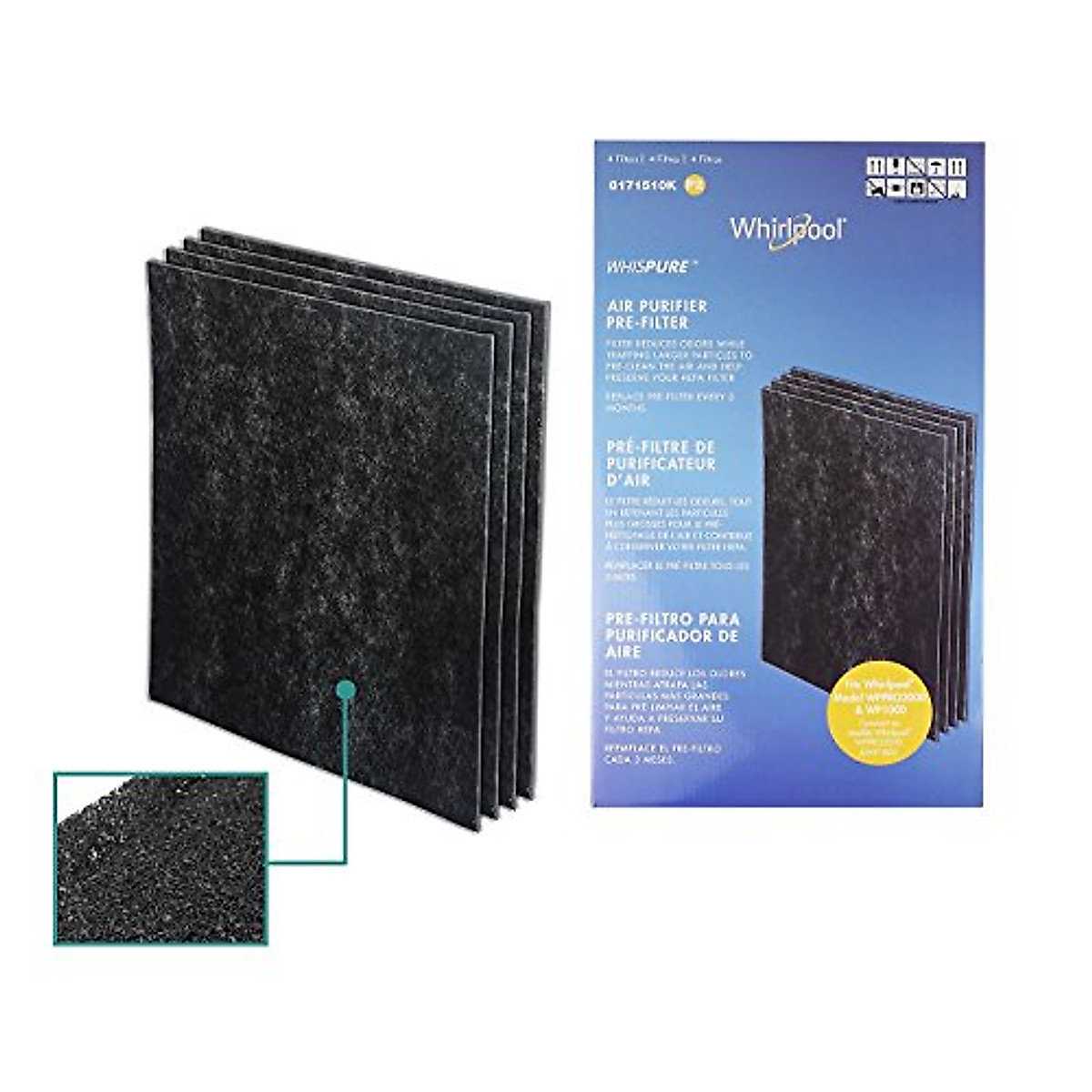 Whirlpool Charcoal PRE-FILTERS (Extra large) 8171510K (4 Pack)