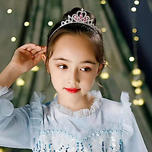 Brishow Rhinestone Girls Tiara and Crown Silver Crystal Princess Crowns Birthday Party Headband Tiaras (Pink)