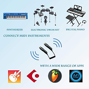 HXW Wireless Midi Bluetooth Adapter for Digital Instrument Connecting with iOS Device