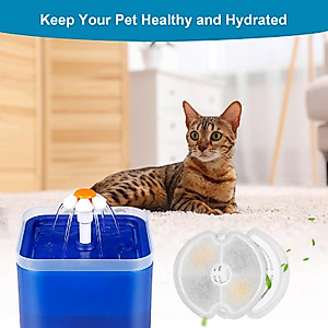 VinDox Cat Water Fountain Filters for Cat Water Fountain 84oz/2.5L Stainless Steel and Neverland Cat Water Fountain with LED Night Light, 8 Packs