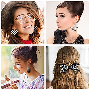 Whaline 10Pcs Faux Leather Sheet White & Black Synthetic Leather Fabric 8 x 12 Inch Pattern Stripe Plaid Glitter Faux Craft Leather for DIY Earring Hair Bow Making