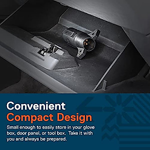 TRUE MODS 7-Way Blade to 6-Way Round Trailer Adapter [Nickel-Plated Copper Terminals] [Rugged Nylon Housing] [Compact Design] 7-pin to 6-pin Trailer Wiring Plug Adapter